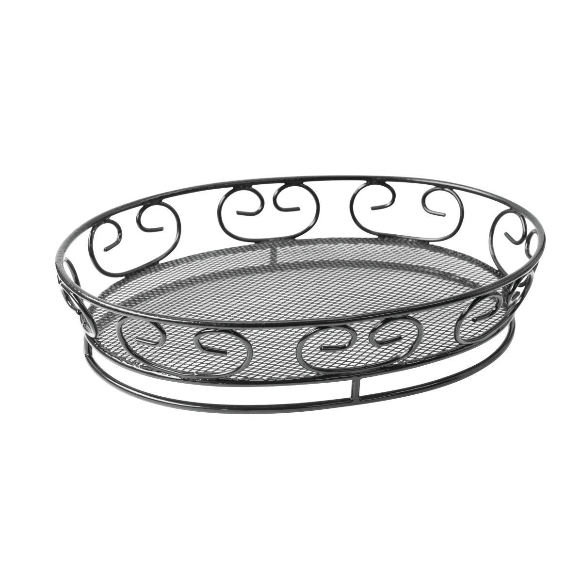 Packnwood Black Reusable Steel Bread Basket L:9in W:6.5in H:2.2in