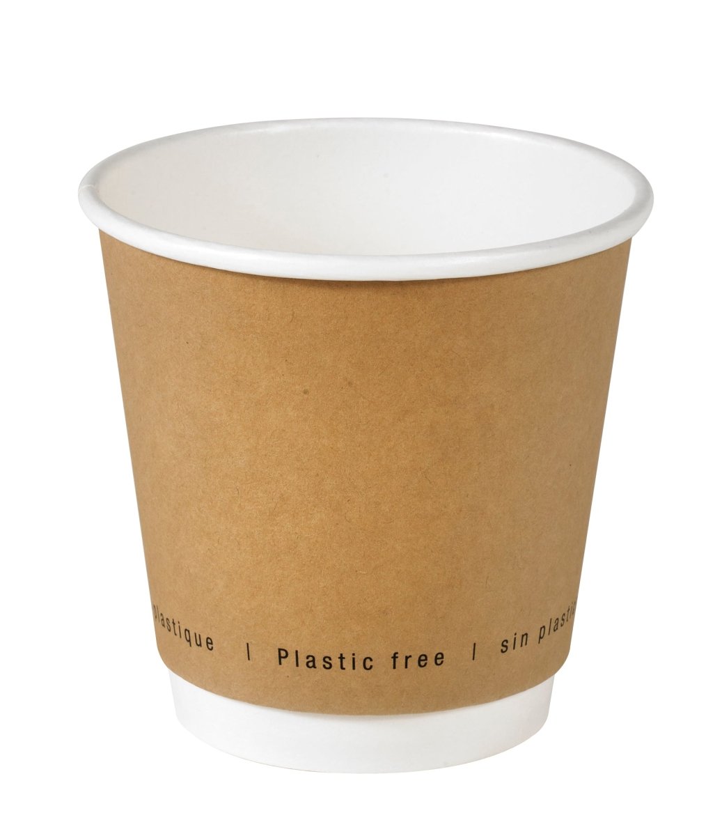 Packnwood Kraft Double Wall Paper Cup Plastic Free 10oz D:3.5in H:3.4i