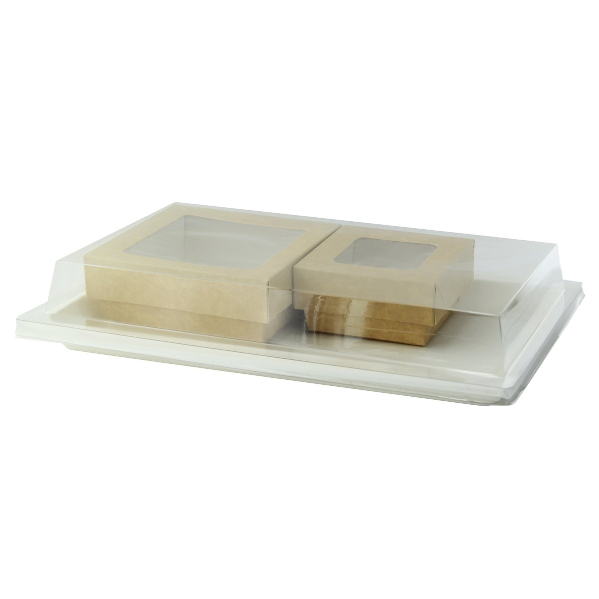 Packnwood Sugarcane Tray Bento Box with 2 Kraft Window Box Compartment