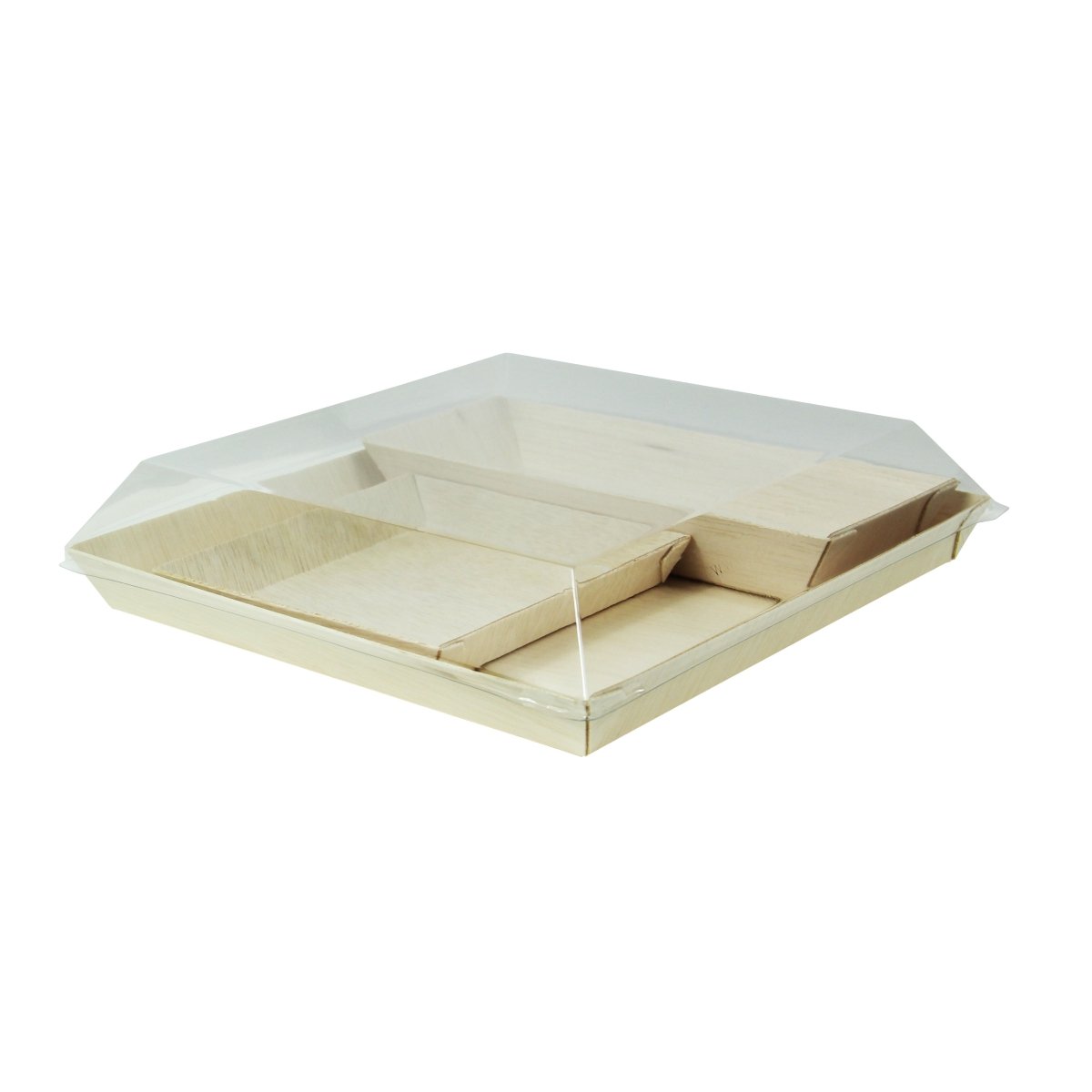 Packnwood Wood Samurai Bento Box with 2 Compartments - 100 VIP Set
